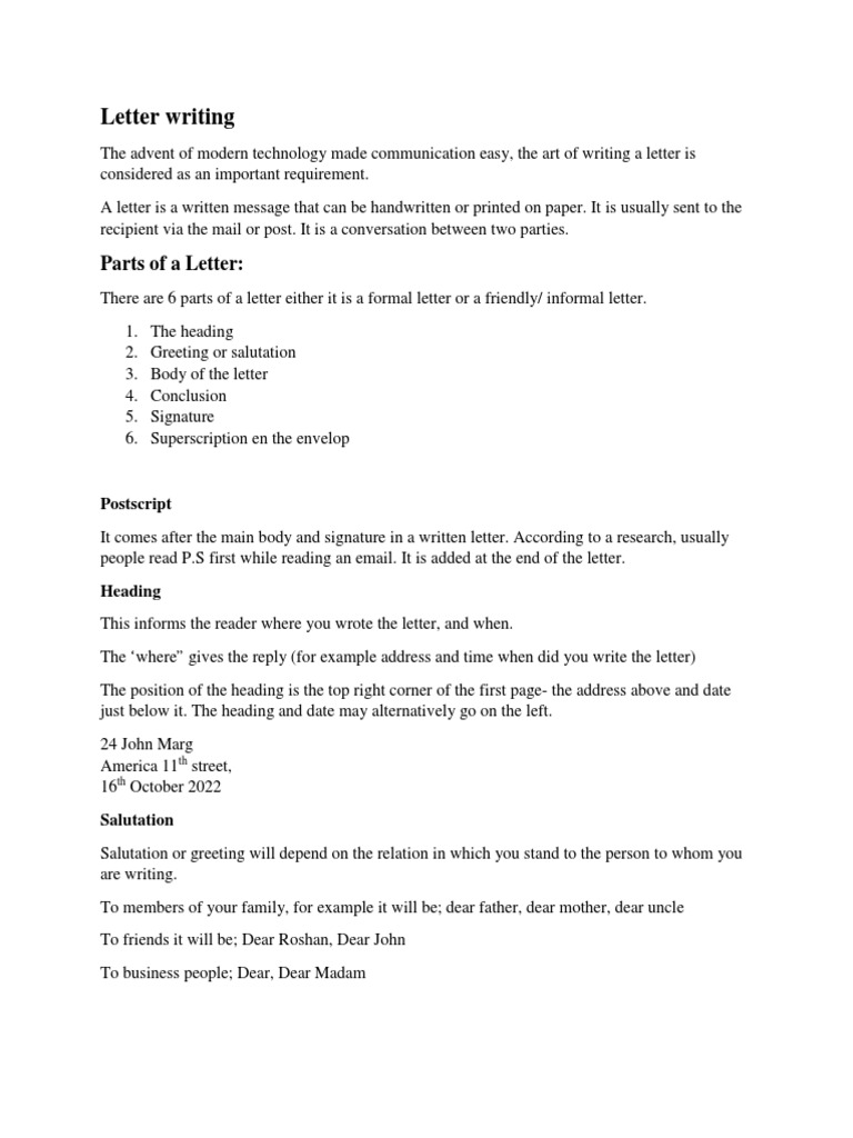 Letter Writing Download Free Pdf Communication Writing
