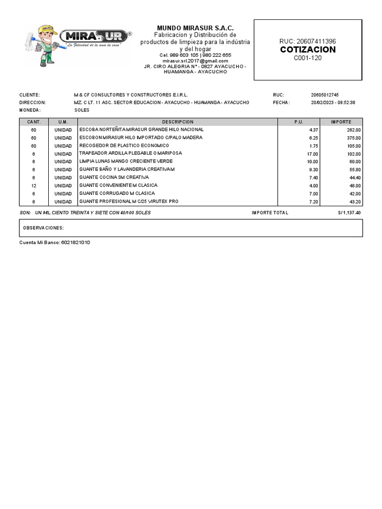 Cotizacion C001 120 20230220 | PDF