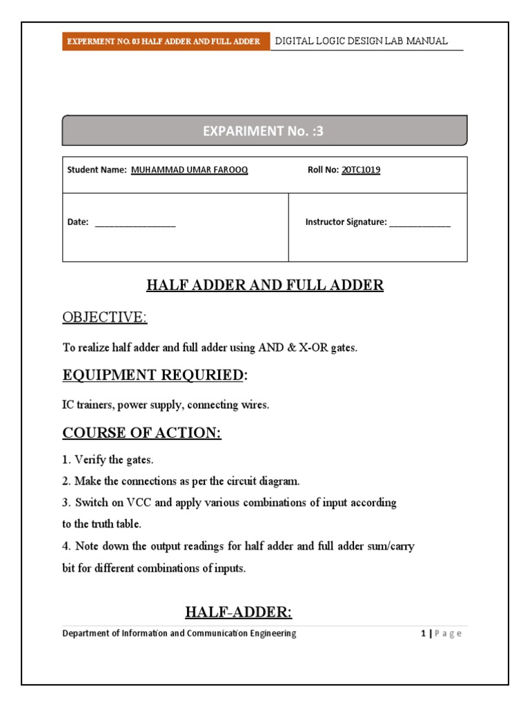 Lab 3 DLD | PDF | Logic | Electronics