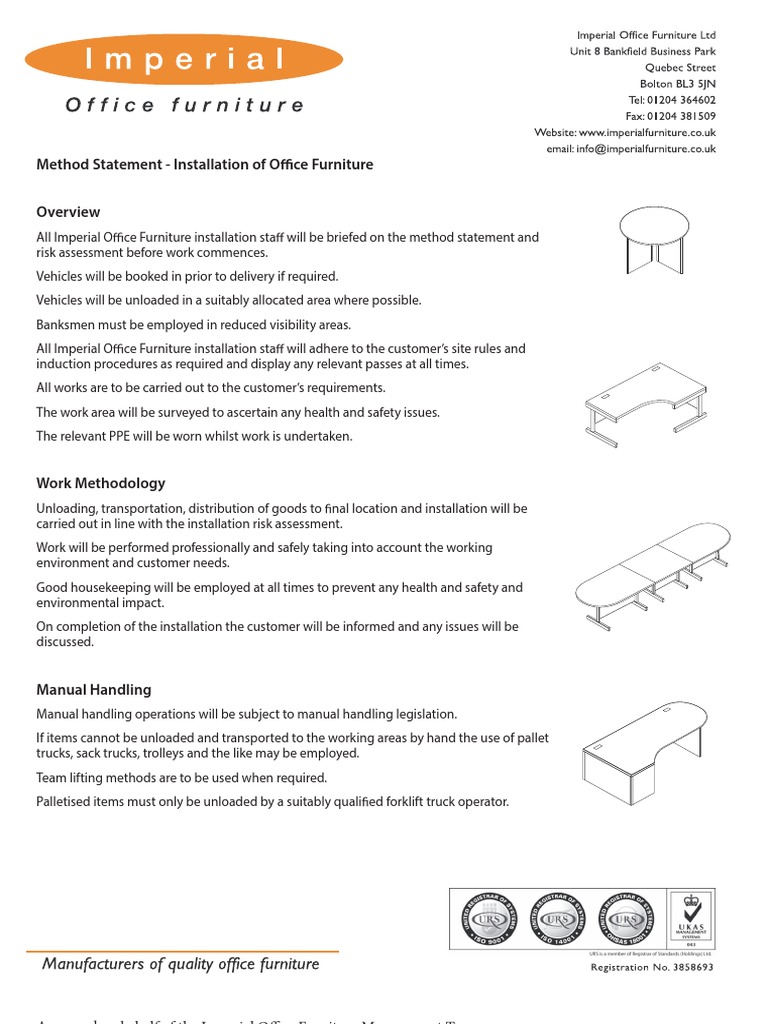 Office Furniture Installation Method Statement | PDF | Truck ...