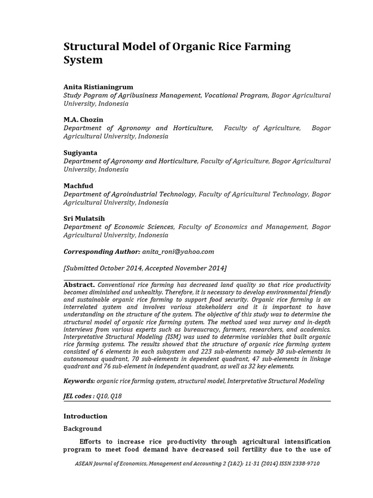 Structural Model of Organic Rice Farming System | PDF | Agriculture | Organic Farming
