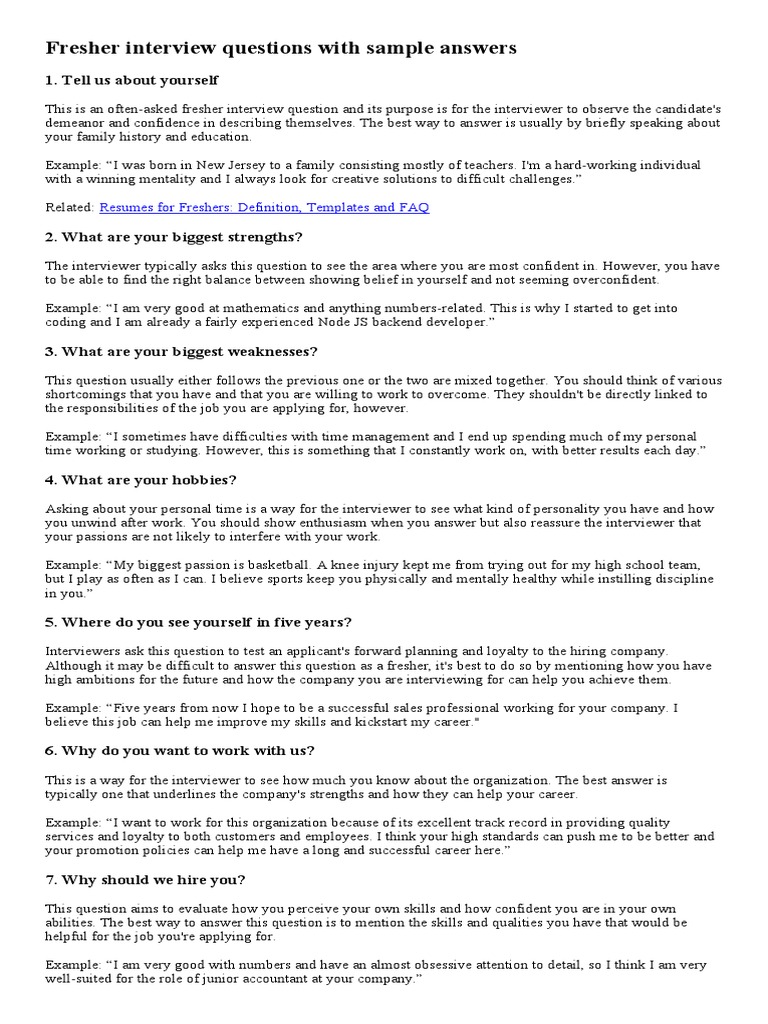 Common Interview Questions | PDF | Job Interview | Recruitment