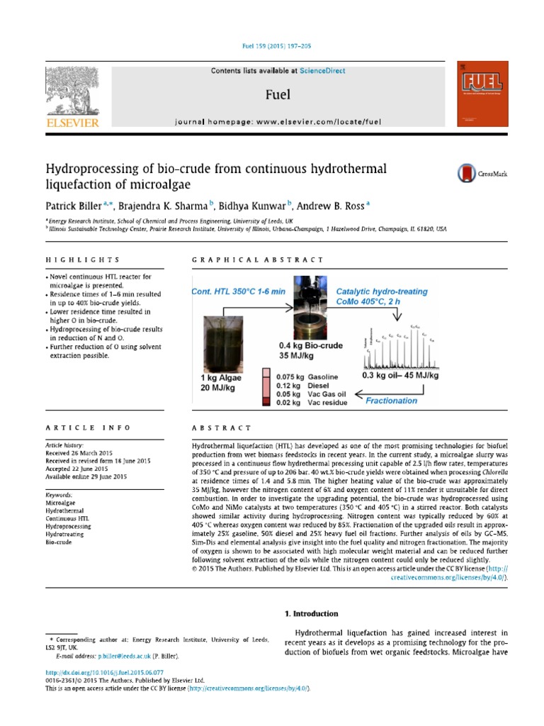 Hydroprocessing of bio-crudeAlgae2015MuyImport | PDF