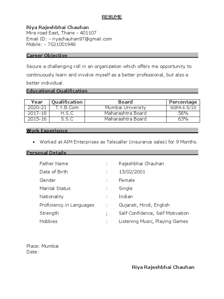 Riya Resume | PDF