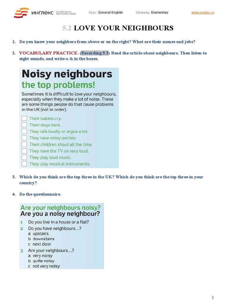 5.2 Love Your Neighbours | PDF | English Language | Languages