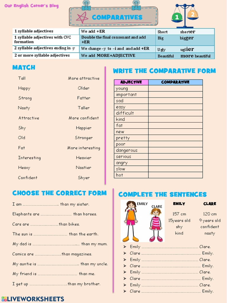 Comparative Adjectives Worksheet | PDF | Human Communication | Language ...