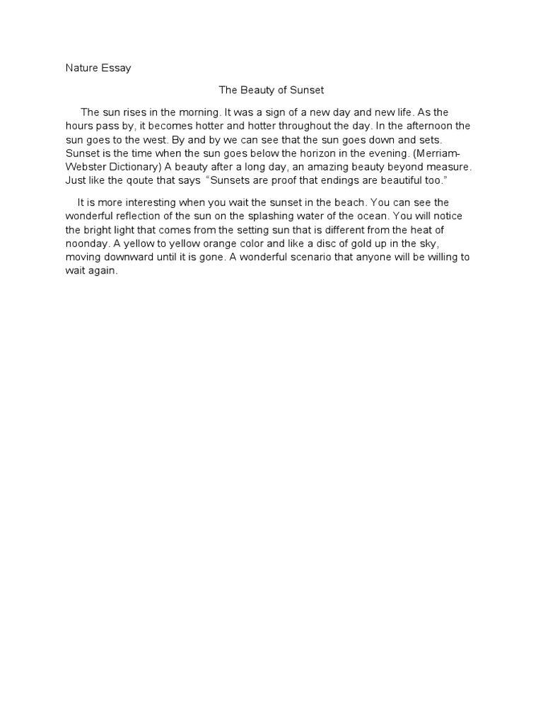 Essay Sunset | PDF