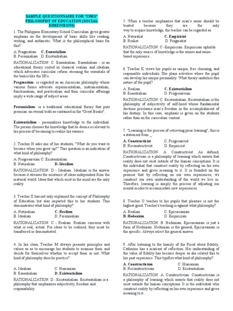 ISMS of Education | Download Free PDF | Philosophy Of Education ...