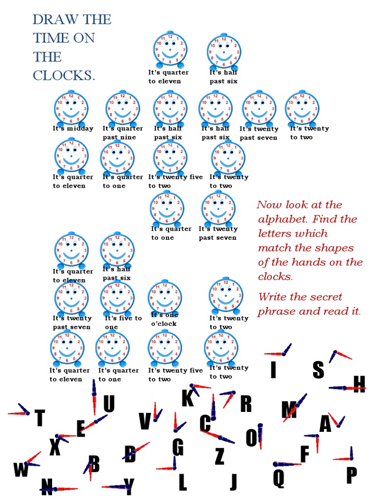 Whats The Secret Phrase Telling Time Worksheet - 58650 | PDF