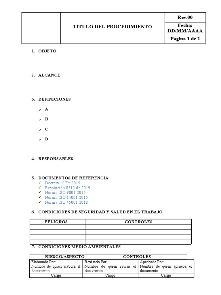 Plantilla Procedimientos | PDF
