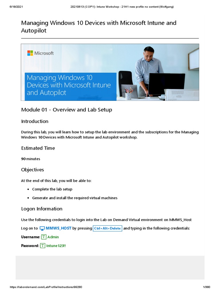 Managing Windows 10 With Intune and Autopilot v2106 - Labs | PDF | Windows 10 | Hyper V