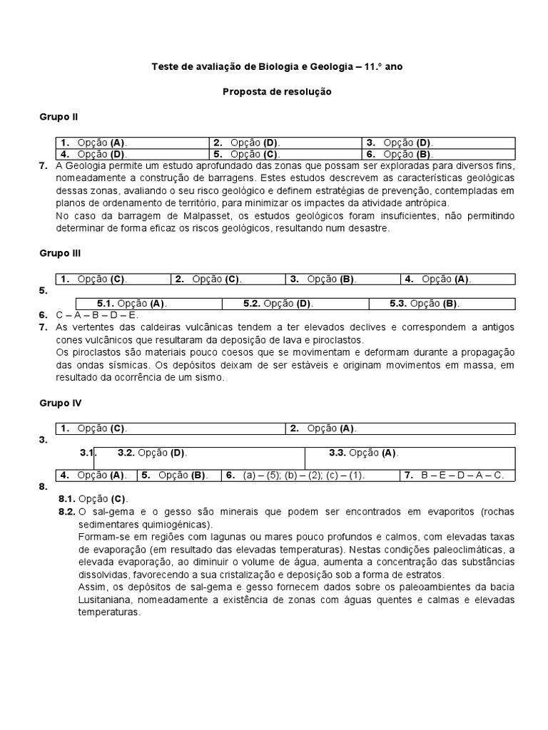 Biogeo11 Teste4 Correcao-17-18 | PDF | Vulcão | Geologia