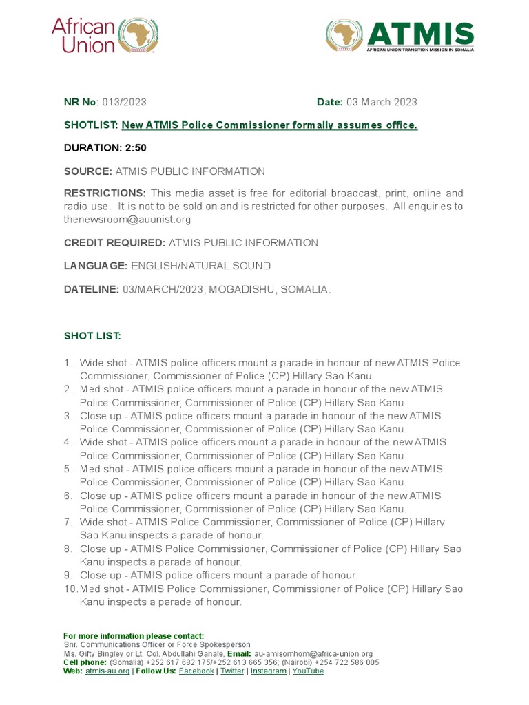 New ATMIS Police Commissioner Kanu Assumes Office | PDF | National Security