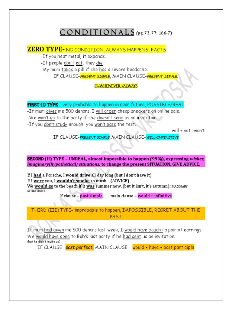 English Conditional Sentences Guide | PDF