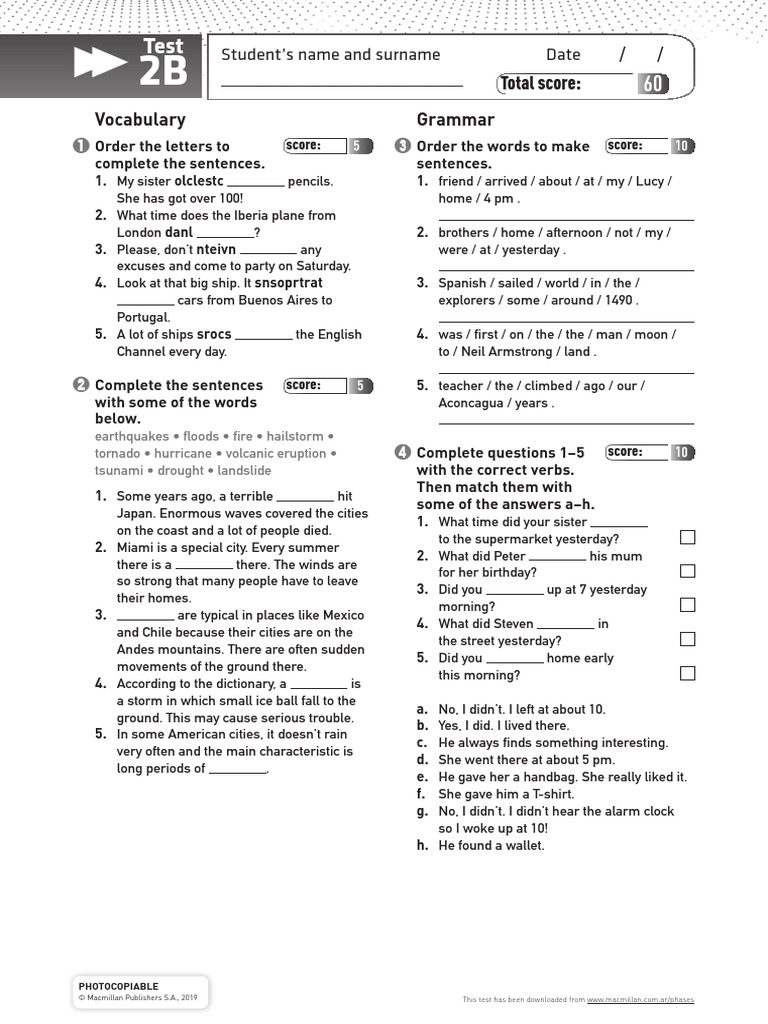 Phases 2 2nd Ed Test U2 B | PDF