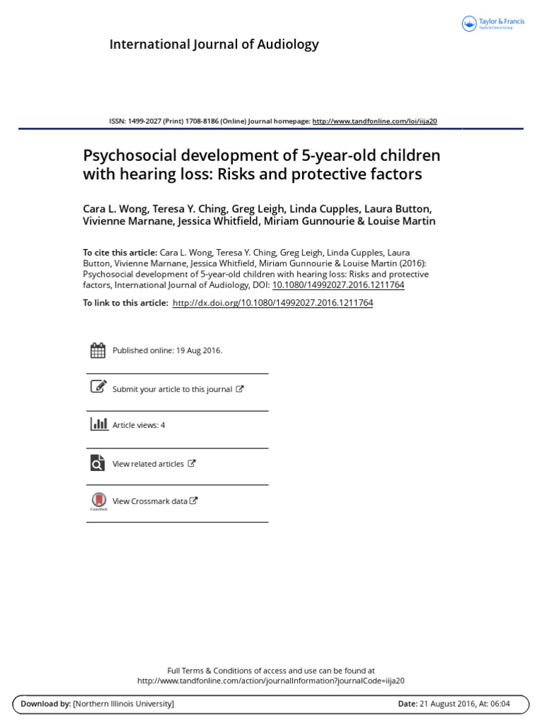 Psychosocial Risks in DHH Children | PDF | Wechsler Adult Intelligence ...
