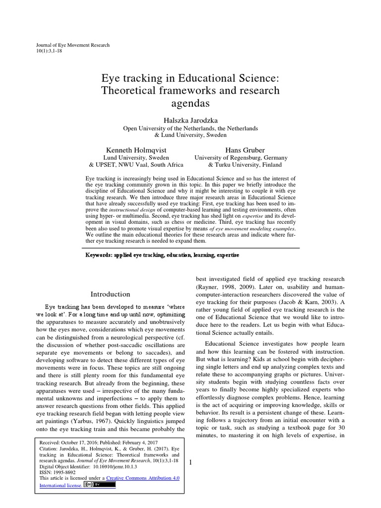 Eye Tracking in Educational Science | PDF | Computers