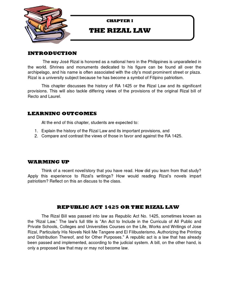 An Analysis of Republic Act 1425, also known as the Rizal Law: Its ...