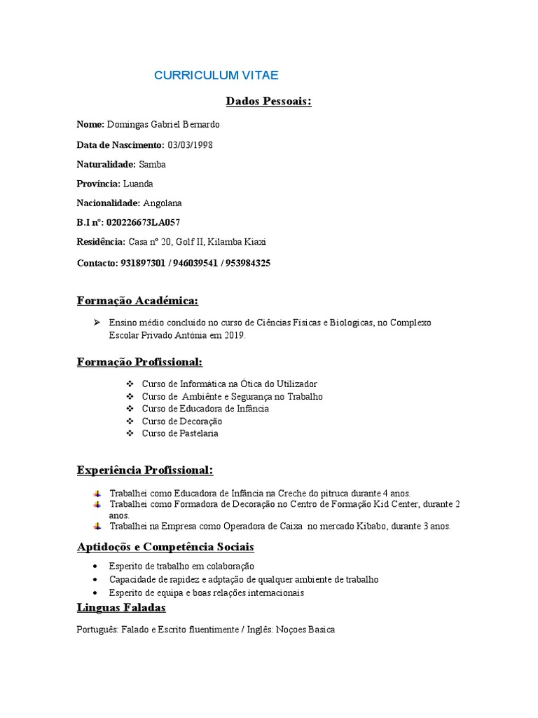 CV Da Mila Bernardo | PDF