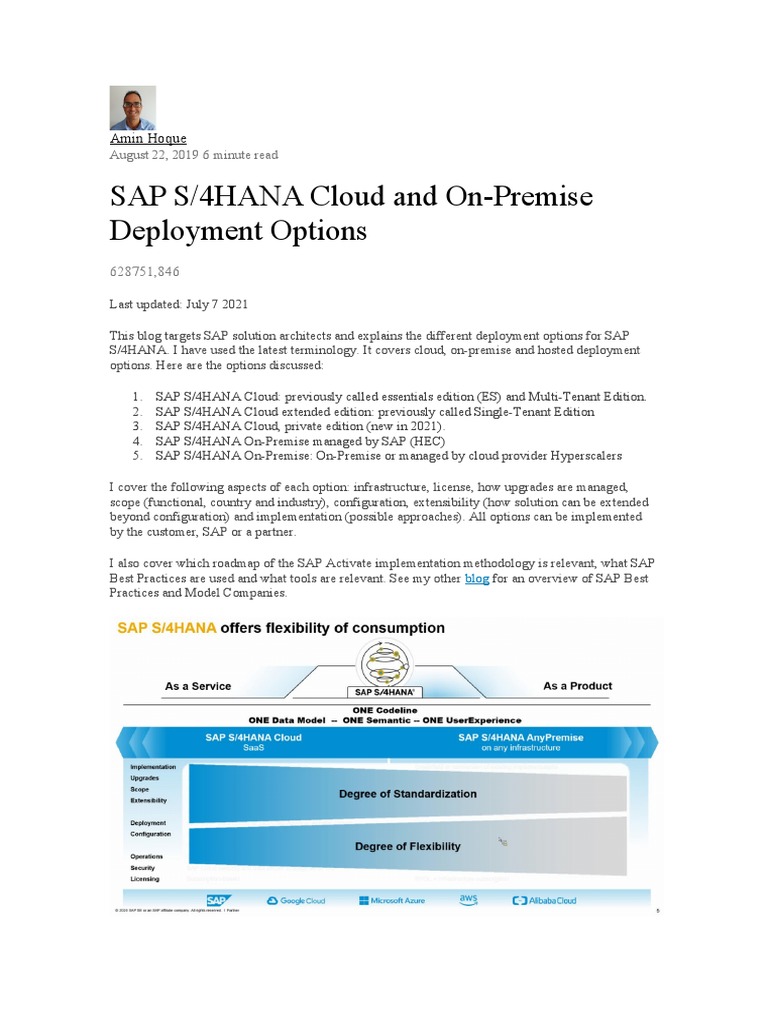 SAP On Premise e Opções de Implantação - EN | PDF | Cloud Computing ...