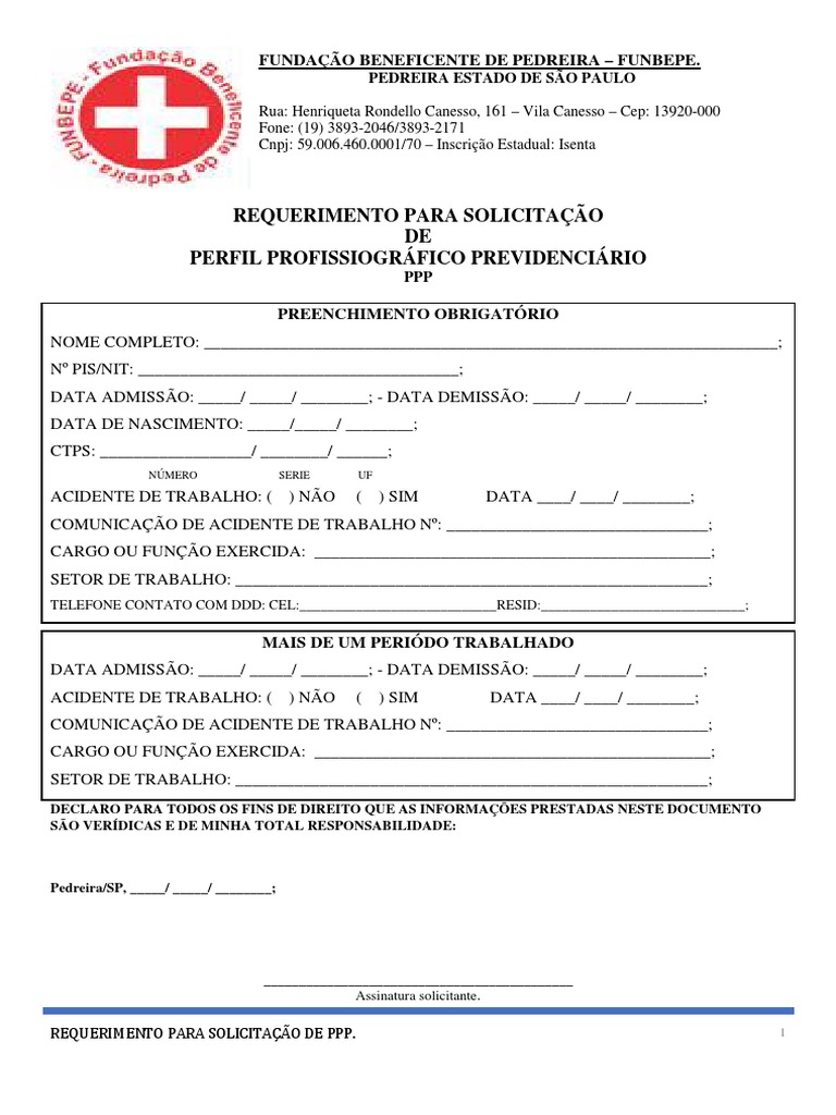 Requerimento para Solicitação de PPP | PDF