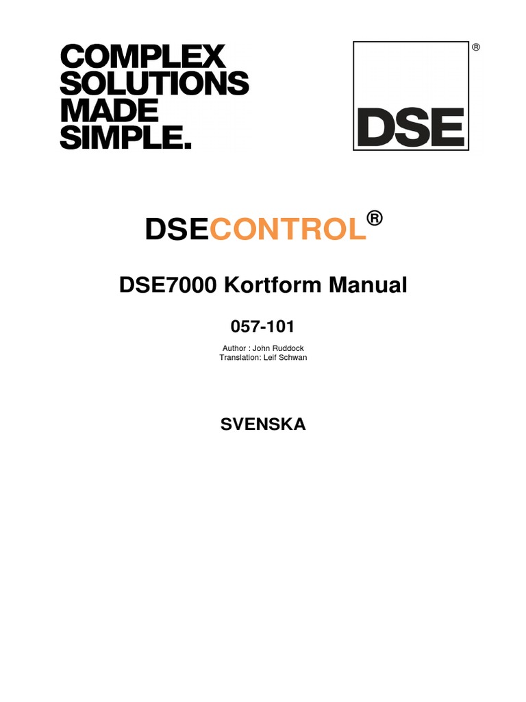 DSE7310 DSE7320 Quick Guide - Swedish | PDF