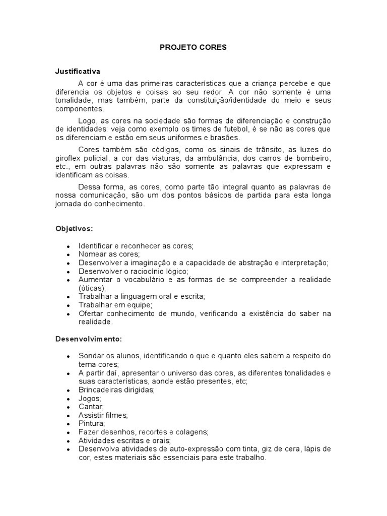 Desenvolvimento da percepção e compreensão das cores através de ...