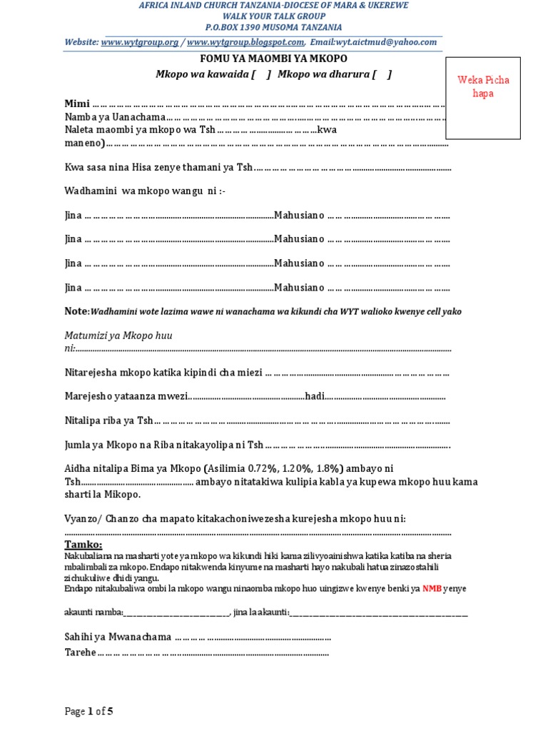 Fomu Ya Mkopo-2019 | PDF
