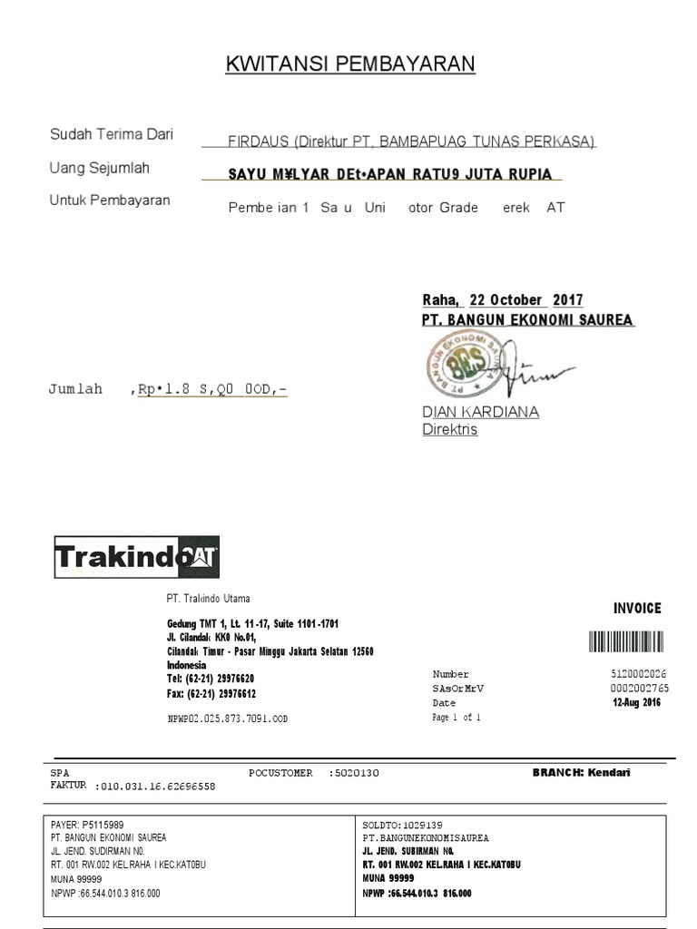 Invoice for Komatsu Motor Grader | PDF