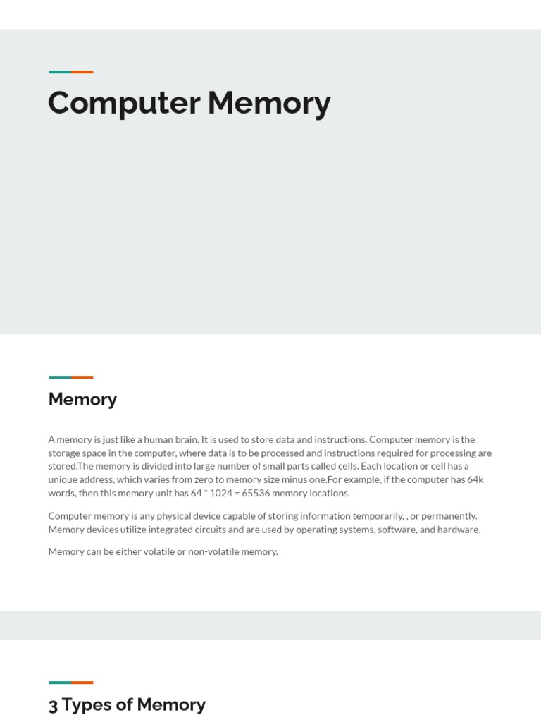 Computer Memory Pdf Random Access Memory Computer Data Storage