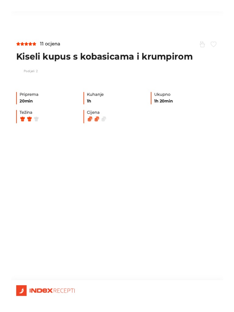 Kiseli Kupus S Kobasicama I Krumpirom | PDF