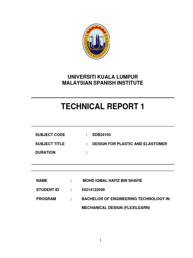 Technical Report 1 - Sdb24103 (Sept 2022) Mohd Iqmal Hafiz | PDF | Extrusion | Building Engineering