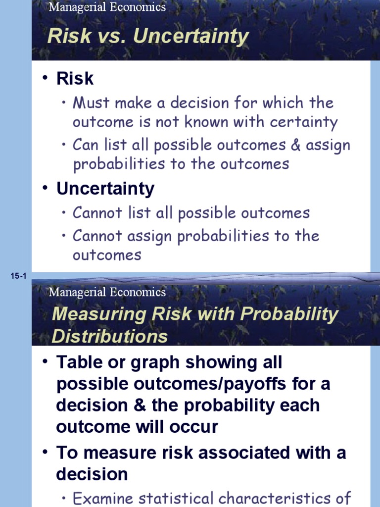Managerial Economics | PDF | Utility | Risk