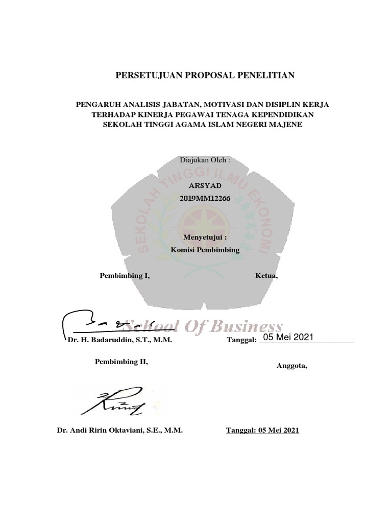 Lembar Persetujuan Proposal Arsyad | PDF