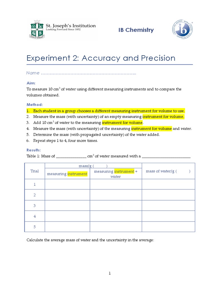 Experiment 2 - Accuracy and Precision | PDF | Significant Figures | Uncertainty