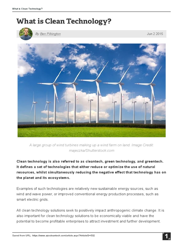 What Is Clean Technology | Download Free PDF | Clean Technology | Solar ...