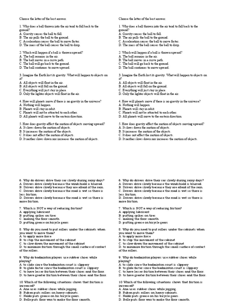 Q1 3 | PDF | Gravity | Friction