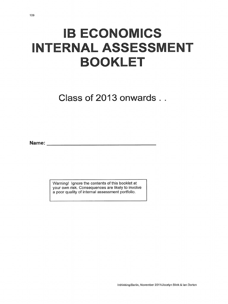 IB Economics Internal Assessment - Booklet | PDF IB Economics Internal Assessment - Booklet | PDF