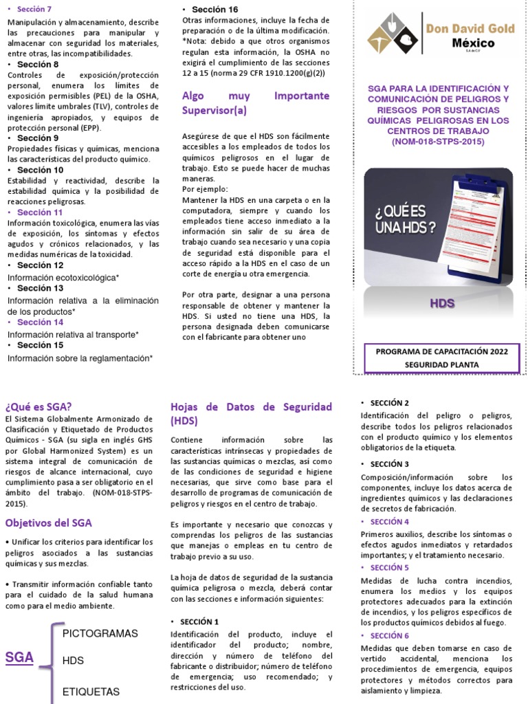 Nom-018-Stps-2015 Sga - HDS | PDF | Administración de Seguridad y Salud Ocupacional