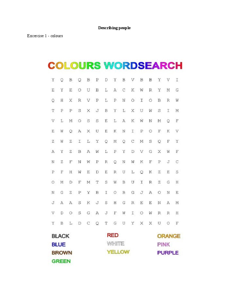 Describing People Worksheet | PDF