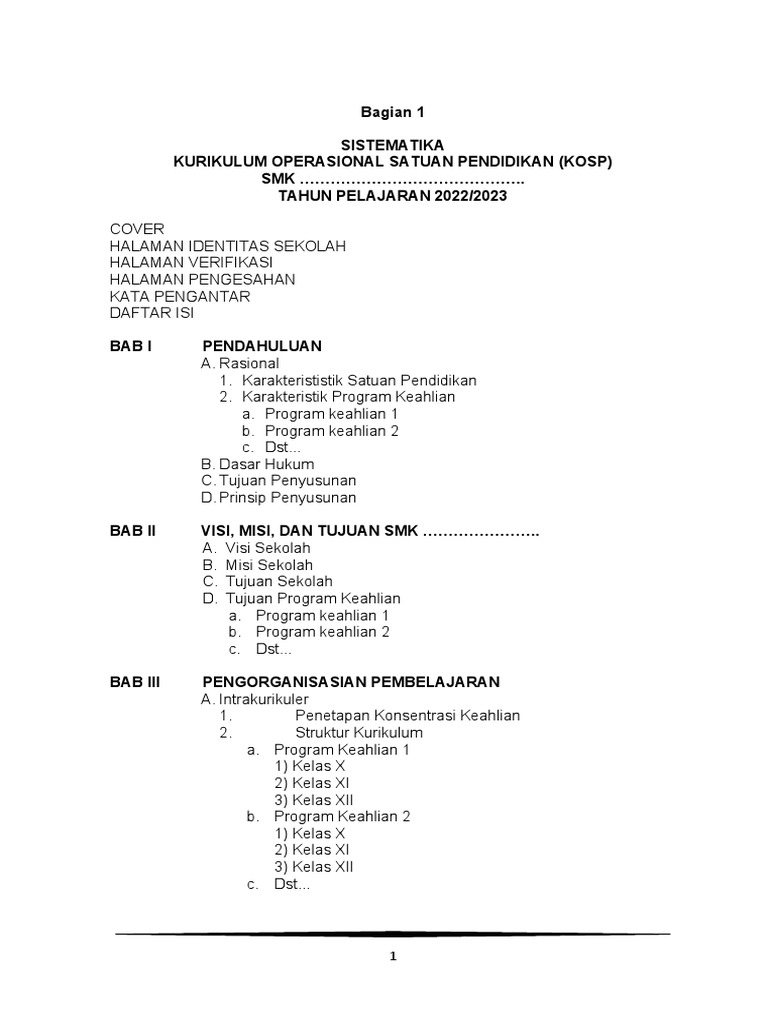 Sistematika Kosp SMK 2022-2023 Final | PDF
