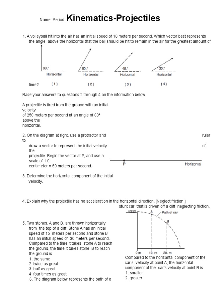 Projectiles Practice | PDF | Motion (Physics) | Classical Mechanics