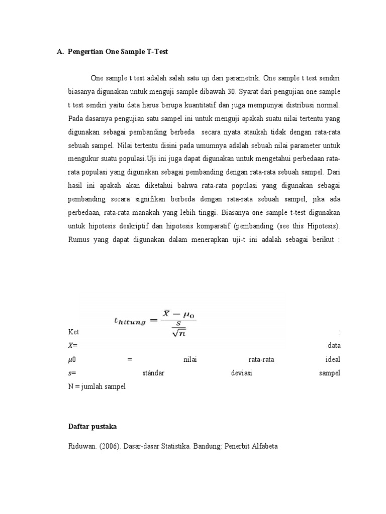 Pengertian dan Syarat Uji One Sample T-Test | PDF | Kesehatan Holistik