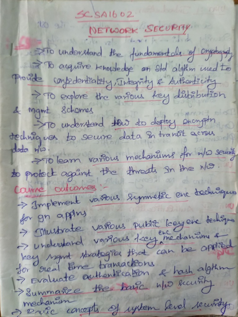 Network Security Mechanism HandWritten | PDF