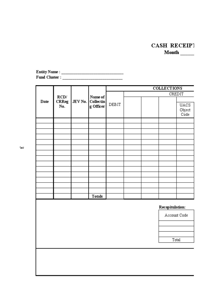 Cash Receipts Journal Template | PDF