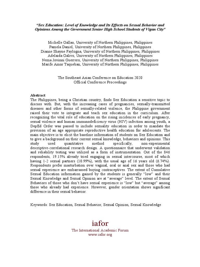 Research Ref Download Free Pdf Sex Education Human Sexual Activity
