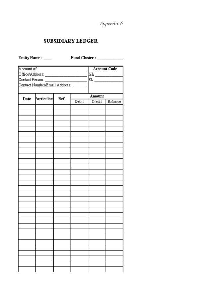 Subsidiary Ledger Format | PDF Subsidiary Ledger Format | PDF