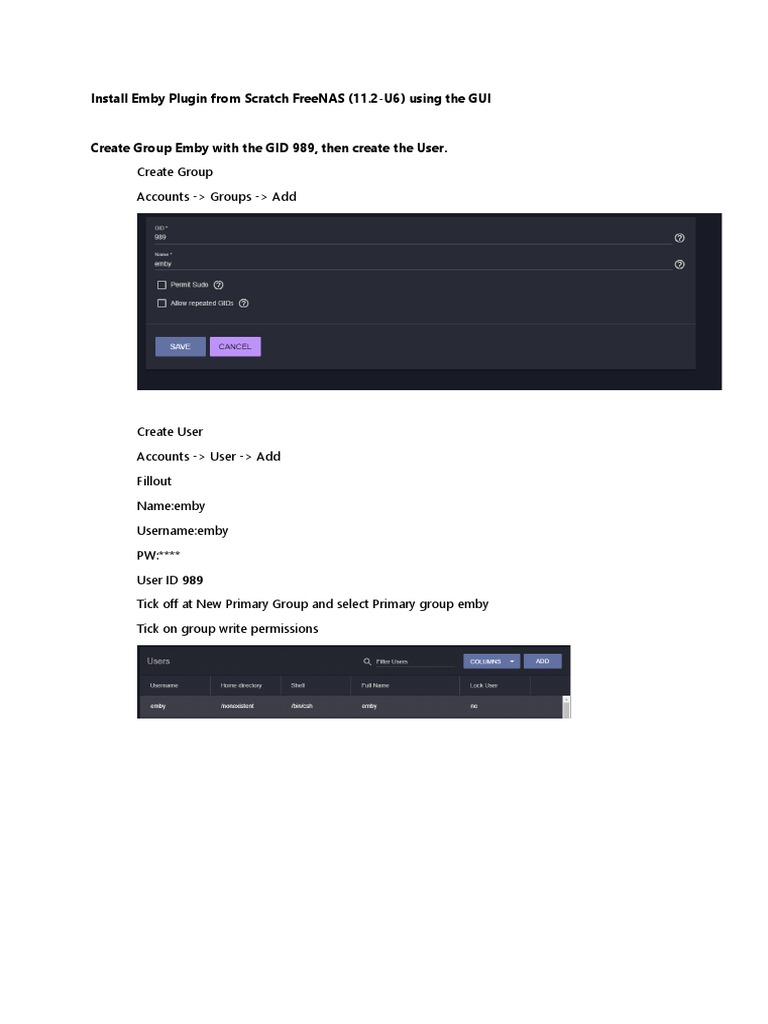Install Emby Plugin From Scratch Freenas | PDF