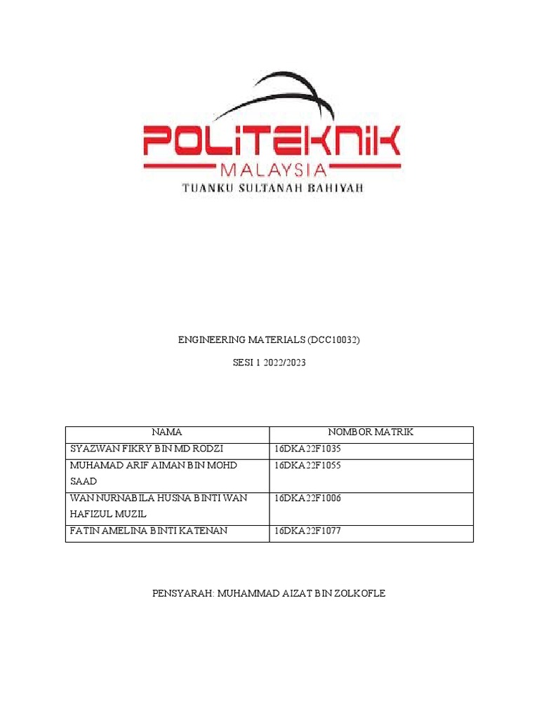 Material Assignment | PDF
