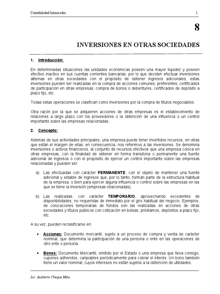 Inversiones en Otras Sociedades | PDF | Compartir (Finanzas) | Inversiones